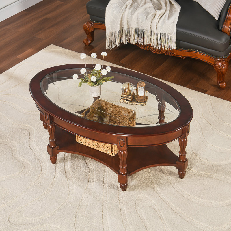 Alcott Hill® Elinar Traditional Oval Wood Coffee Table with Alcott Hill® Elinar Traditional Oval Wood Coffee Table with